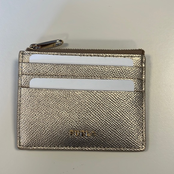 Furla | Accessories | Nwot Furla Card Case 0 Saffiano Leather Metallic ...